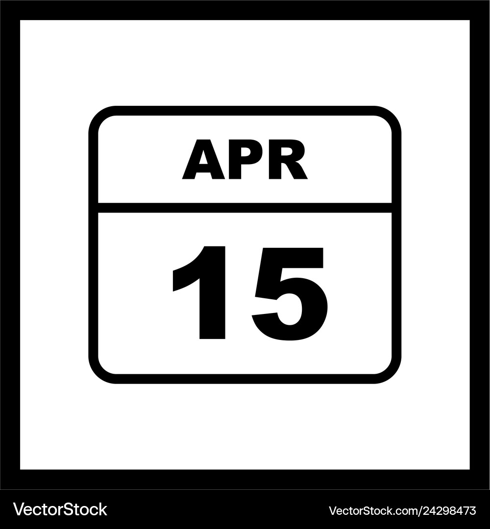 April 15th date on a single day calendar Vector Image