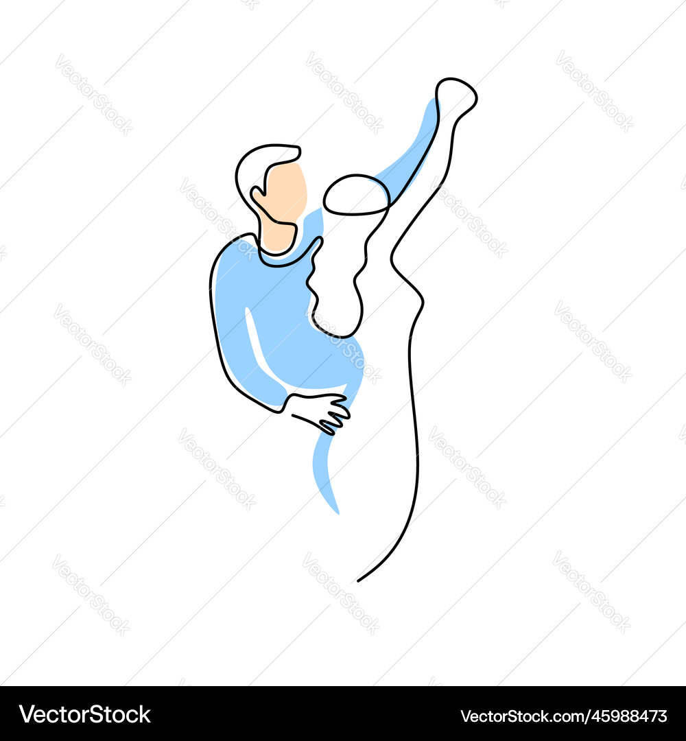 Continuous one single line of couple dancing Vector Image