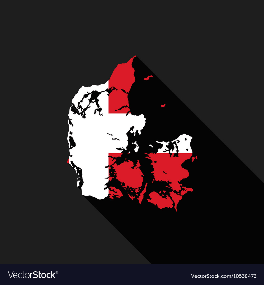 Denmark flag map flat design Royalty Free Vector Image