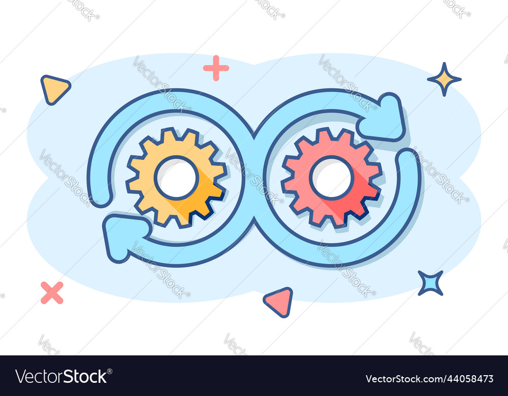 Development icon in comic style devops cartoon Vector Image