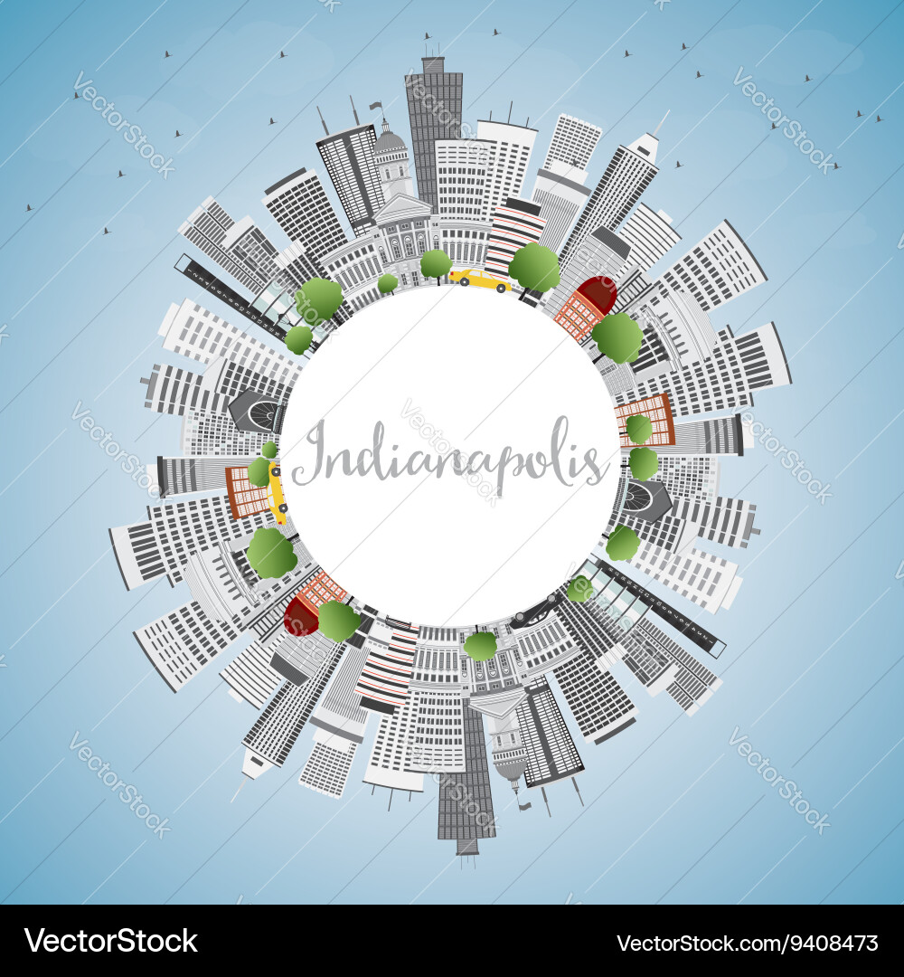 Indianapolis Skyline with Gray Buildings Vector Image