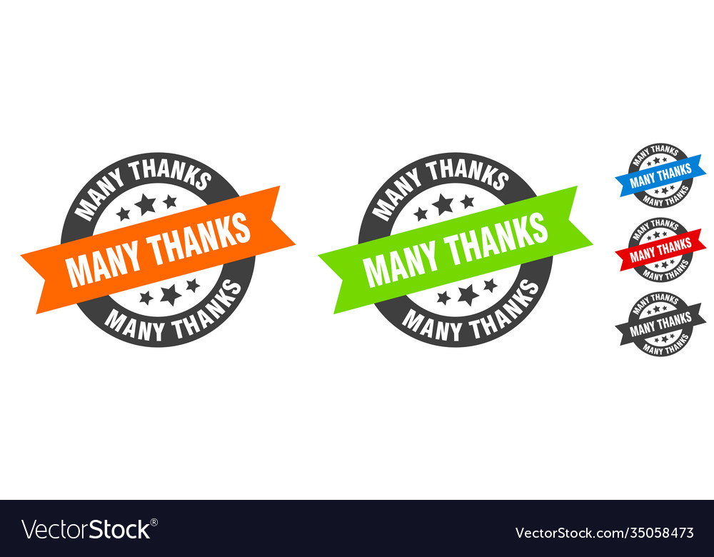 Many thanks stamp round ribbon Royalty Free Vector Image