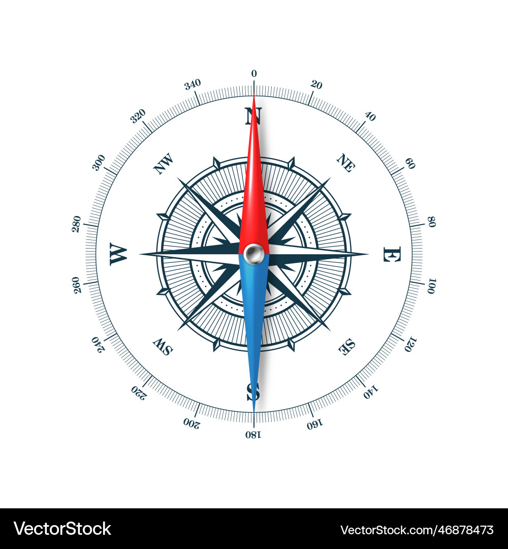 Marine compass nautical wind rose with cardinal Vector Image