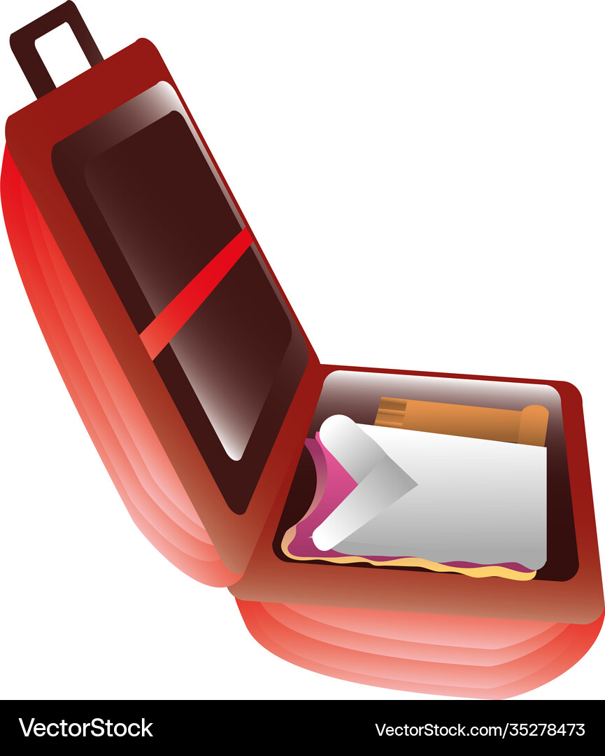 Open suitcase with folded clothes travel icon Vector Image