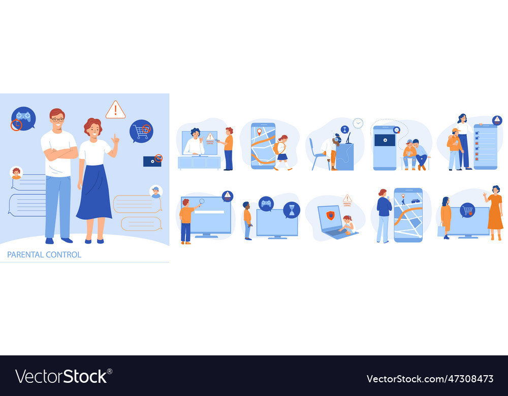 Parental control composition set Royalty Free Vector Image