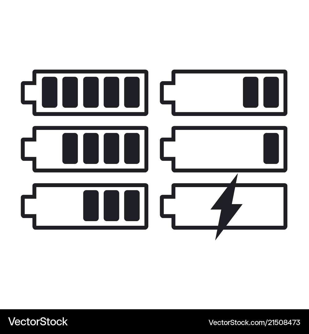 Set of flat simple web icons charge level Vector Image