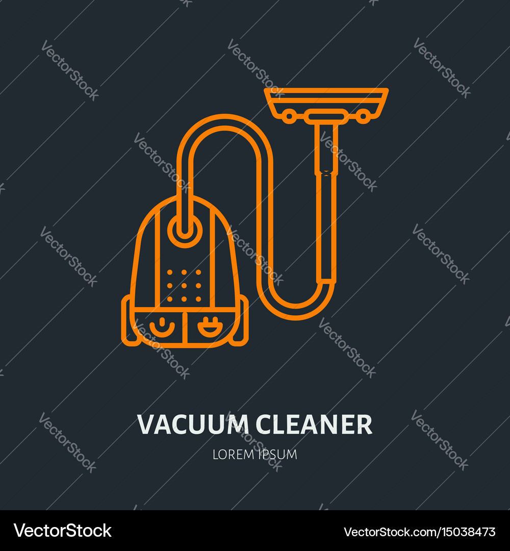 Vacuum cleaner flat line icon logo Royalty Free Vector Image