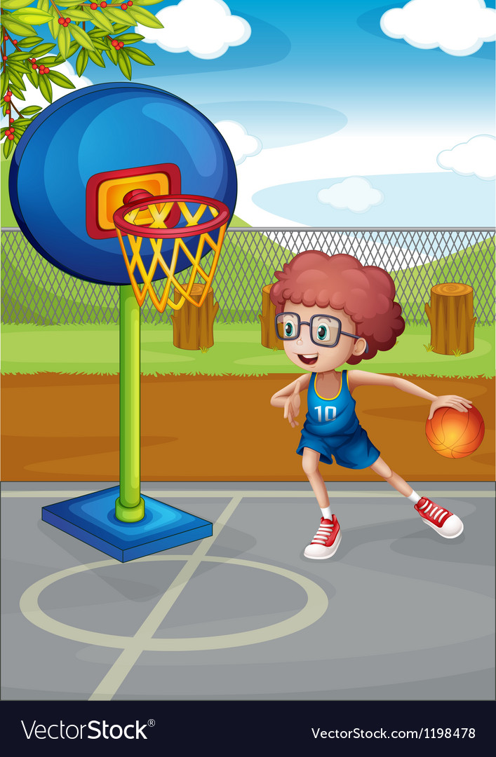 A boy playing basketball Royalty Free Vector Image