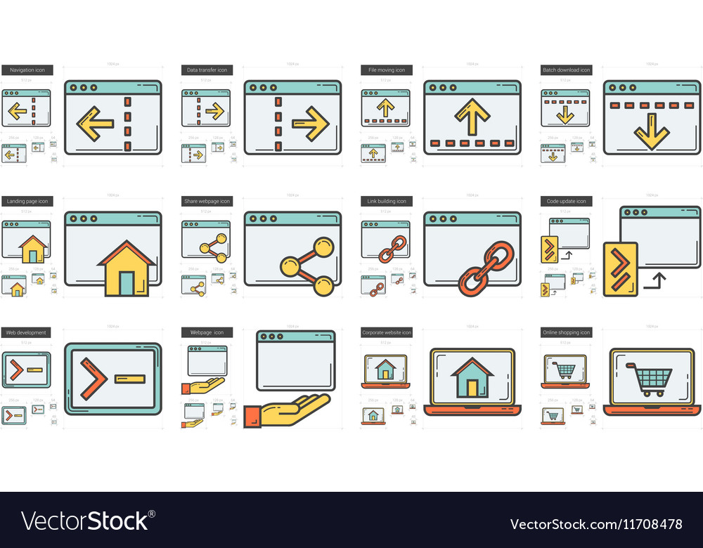 Application line icon set Royalty Free Vector Image