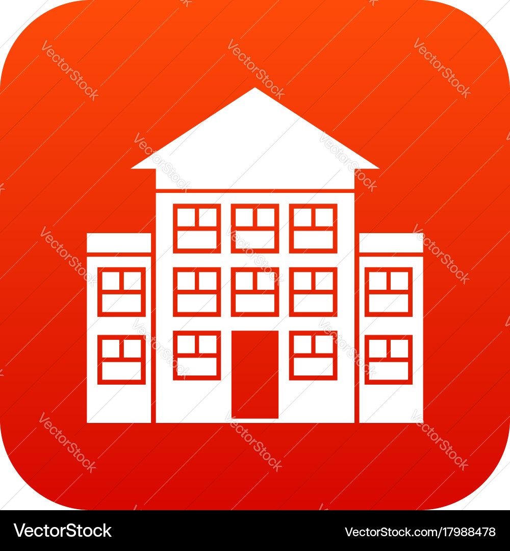 Bank building icon digital red Royalty Free Vector Image