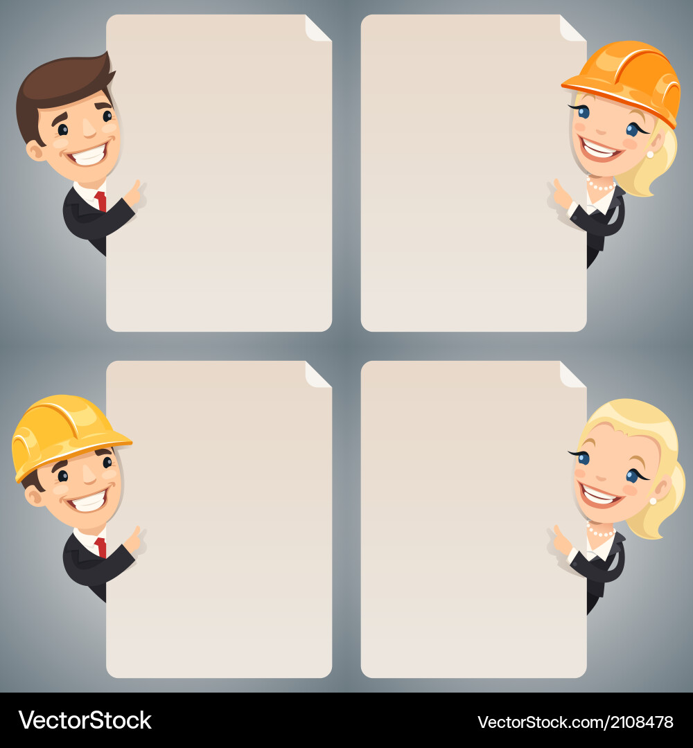 Businessmen cartoon characters looking at blank Vector Image