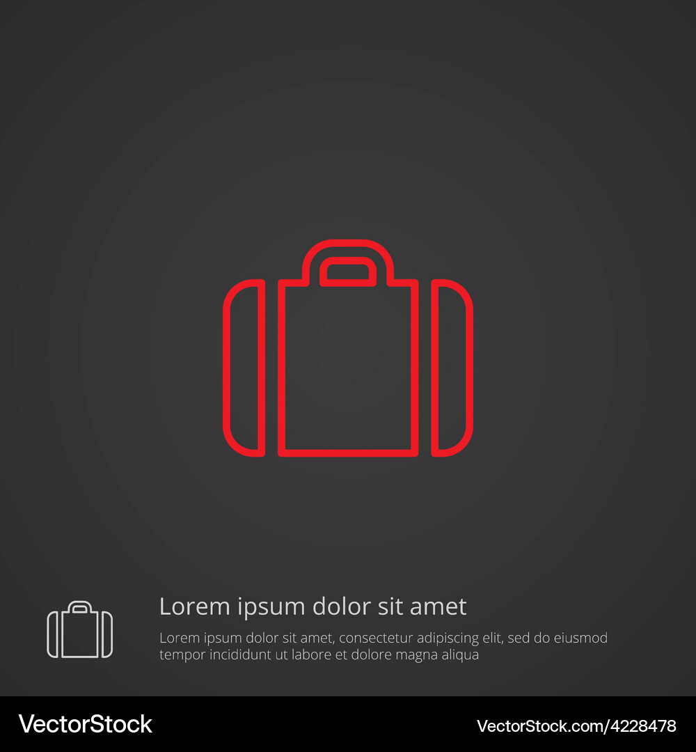 Case outline symbol red on dark background logo Vector Image