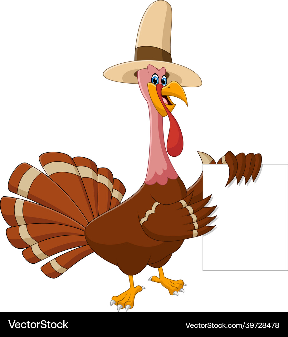 Funny turkey holding blank sign Royalty Free Vector Image
