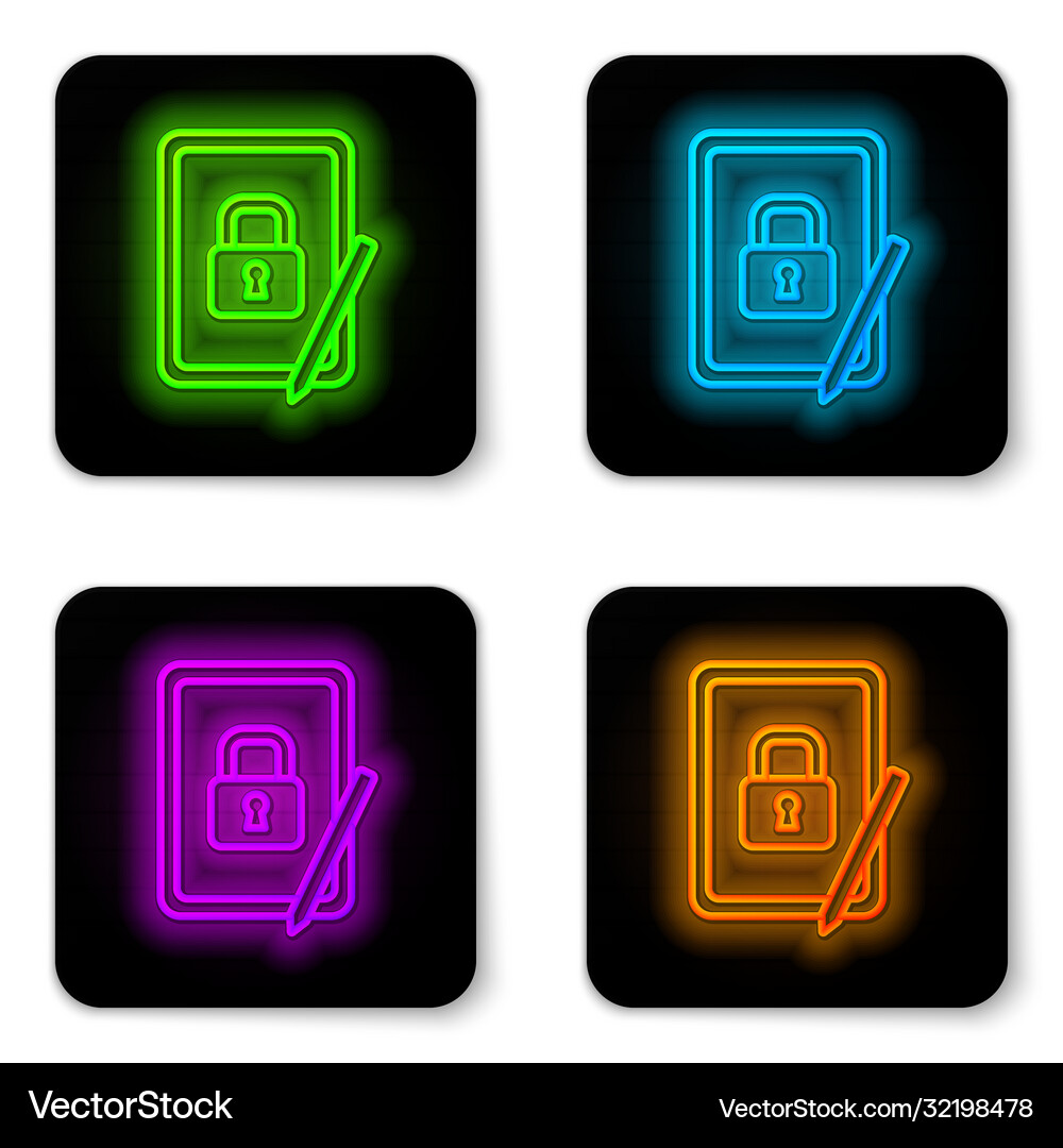 Glowing neon line graphic tablet with closed Vector Image