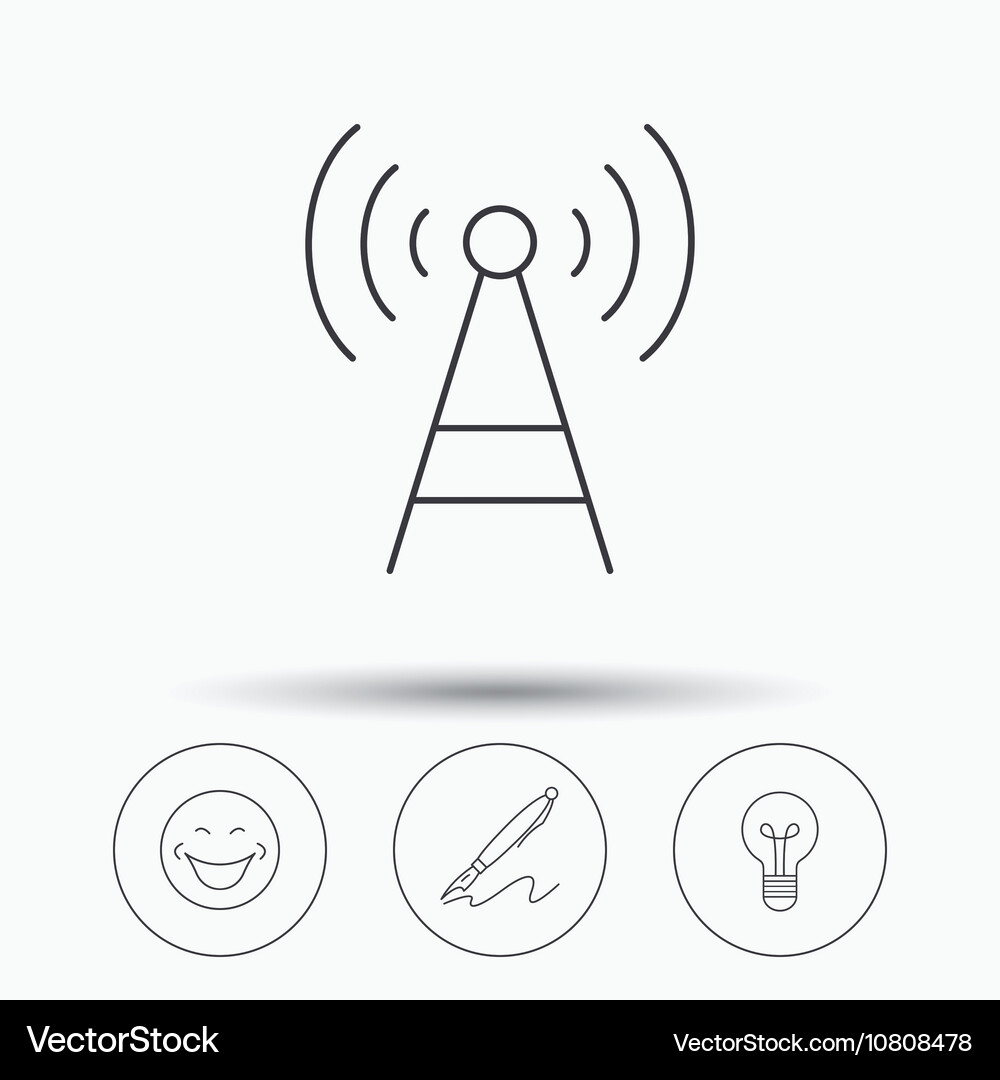 Pen telecommunication and lightbulb icons Vector Image