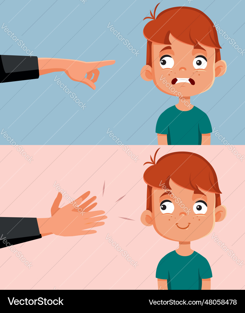 Positive and negative approach to parenting Vector Image