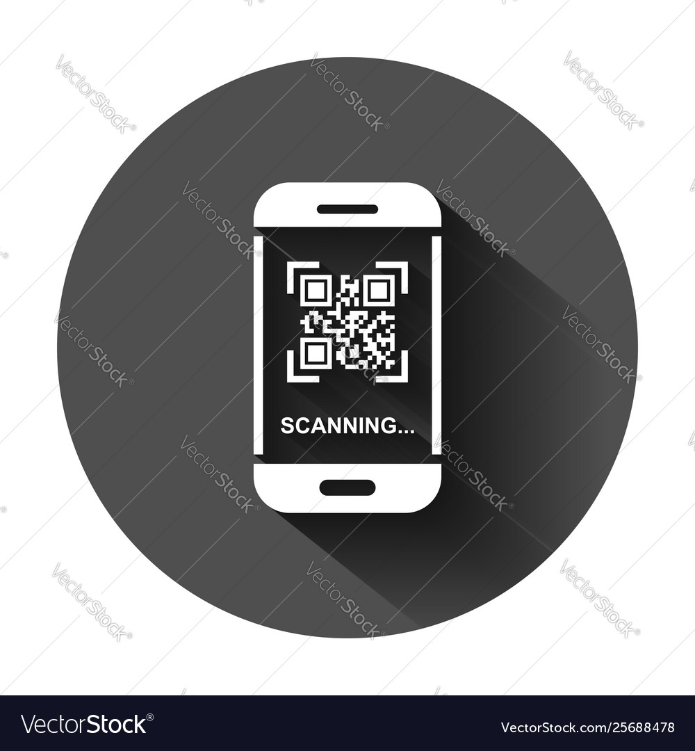 Qr Code Scan Phone Icon In Flat Style Scanner Vector Image
