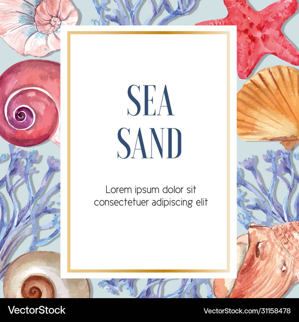 Sealife themed frame design with colorful Vector Image