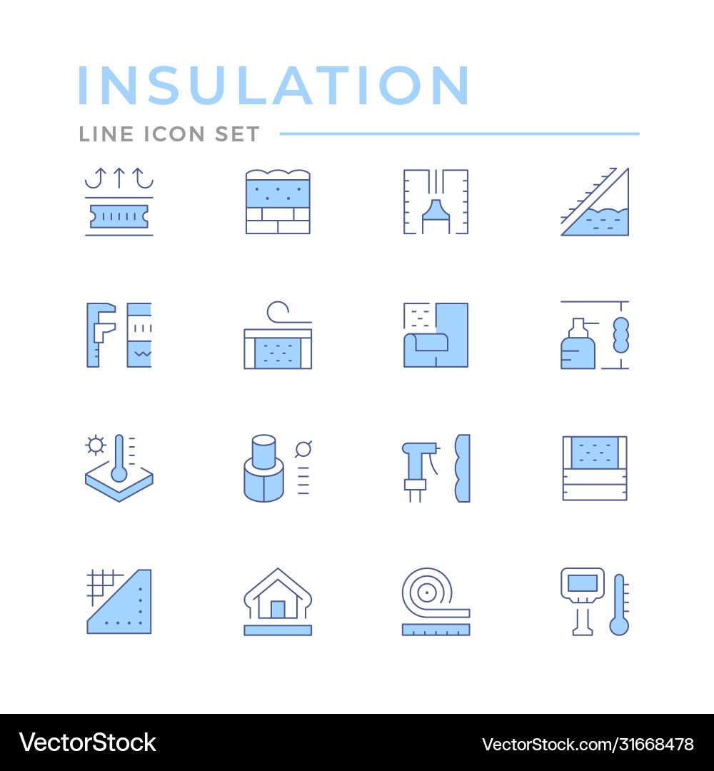 Set color line icons insulation Royalty Free Vector Image