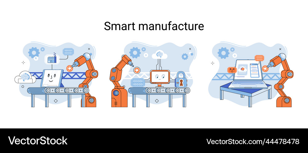 Smart manufacture metaphor with automated Vector Image