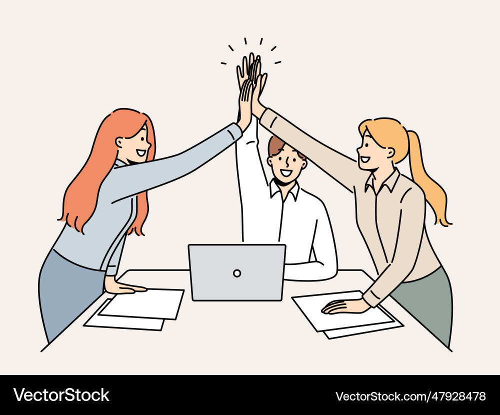 Successful business team rejoicing at completion Vector Image