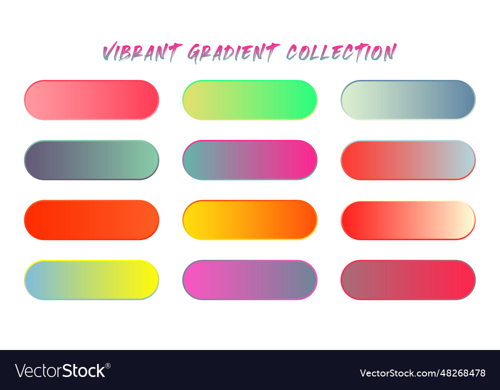 Vibrant gradient colors swatches set Royalty Free Vector