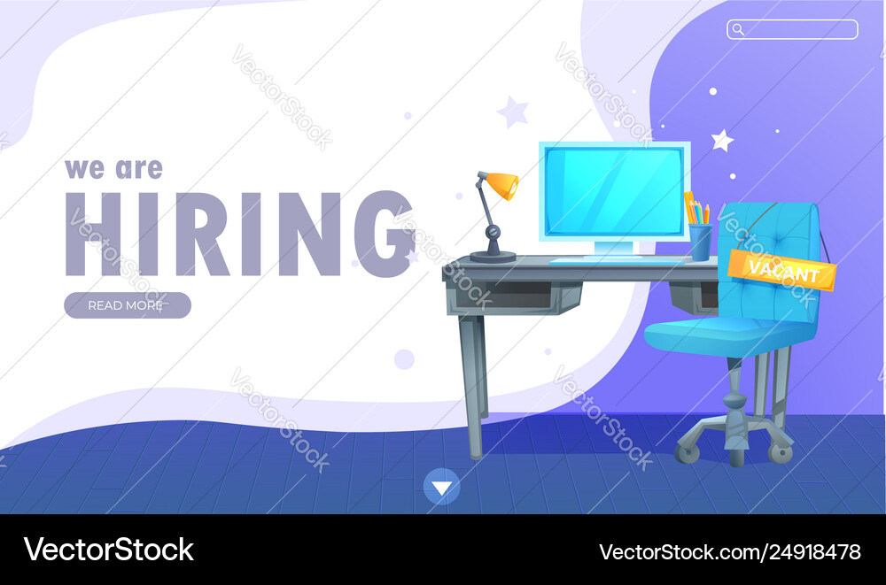 We are hiring banner with office workspace Vector Image
