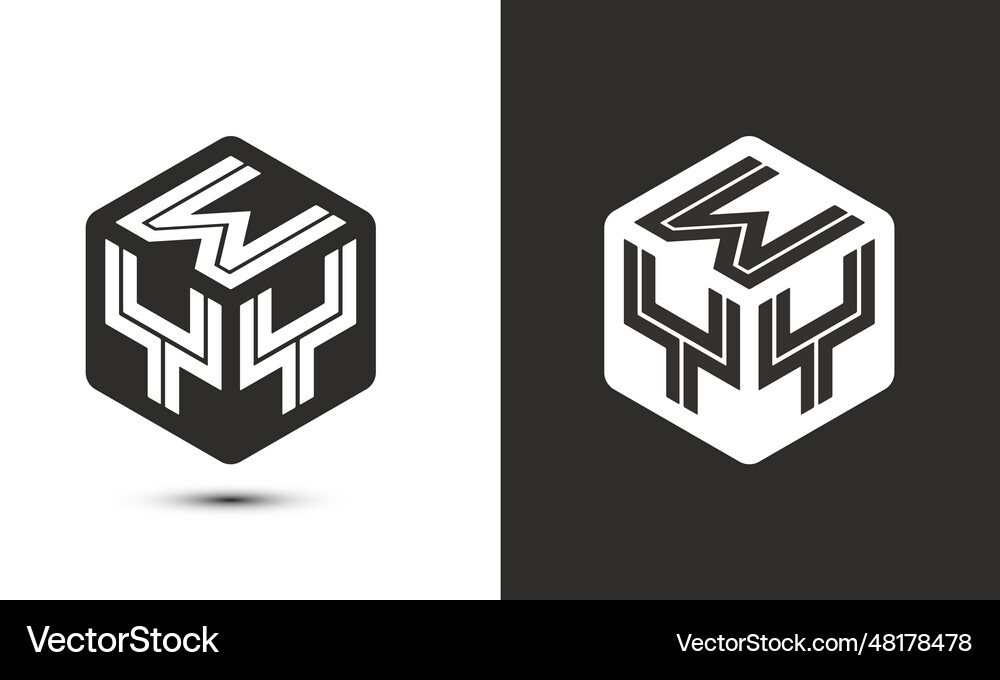 Wyy letter logo design with cube logo logo modern Vector Image