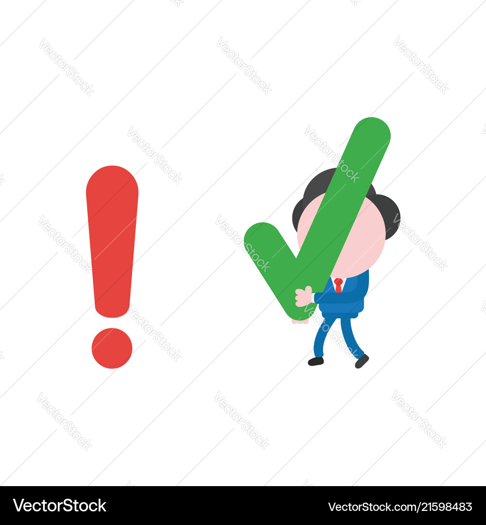 Businessman walking and carrying check mark Vector Image