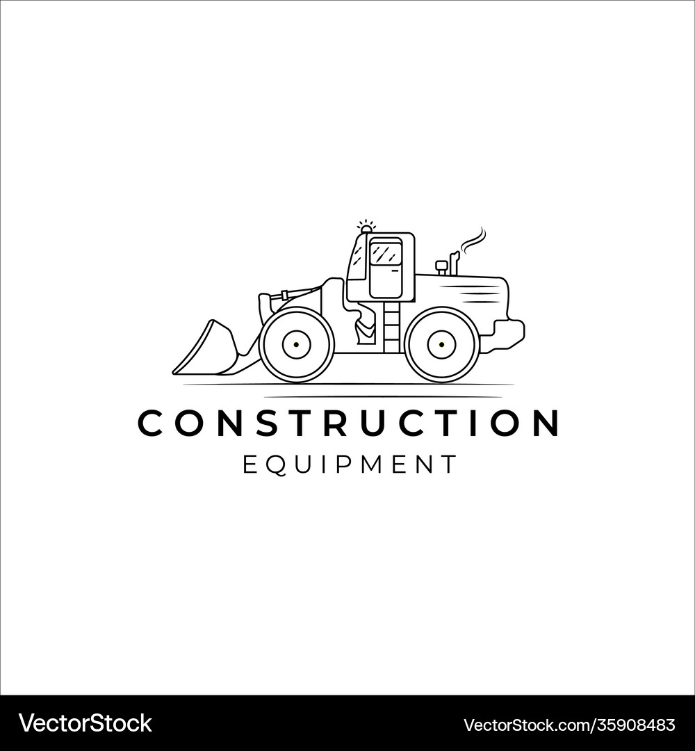 Construction equipment line art minimalist design Vector Image