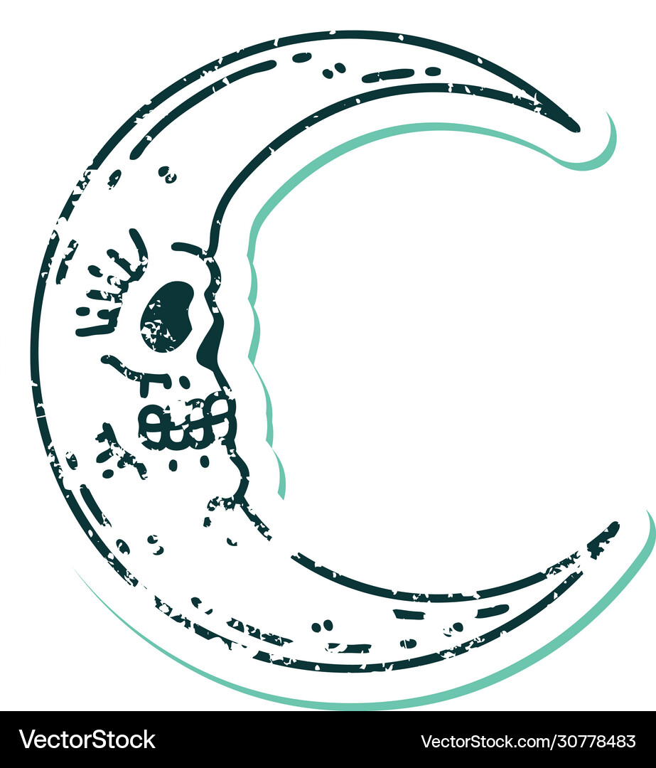 Distressed sticker tattoo style icon a skull Vector Image