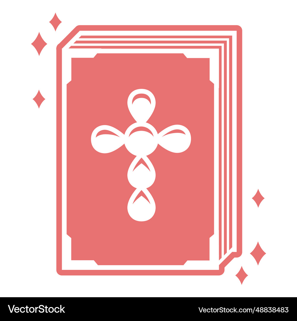 Filled stroke book with cross on cover Royalty Free Vector