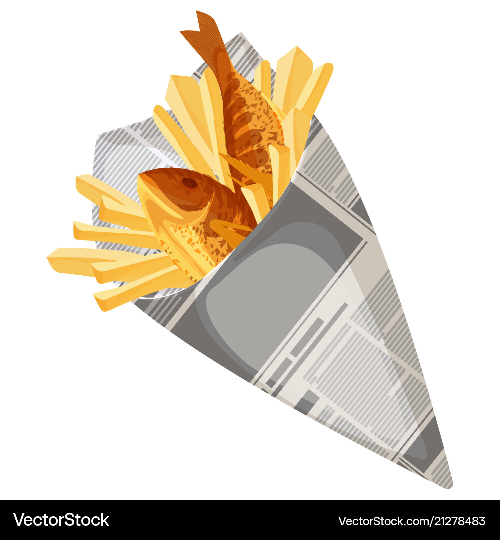 Fish and chips traditional fast food Royalty Free Vector
