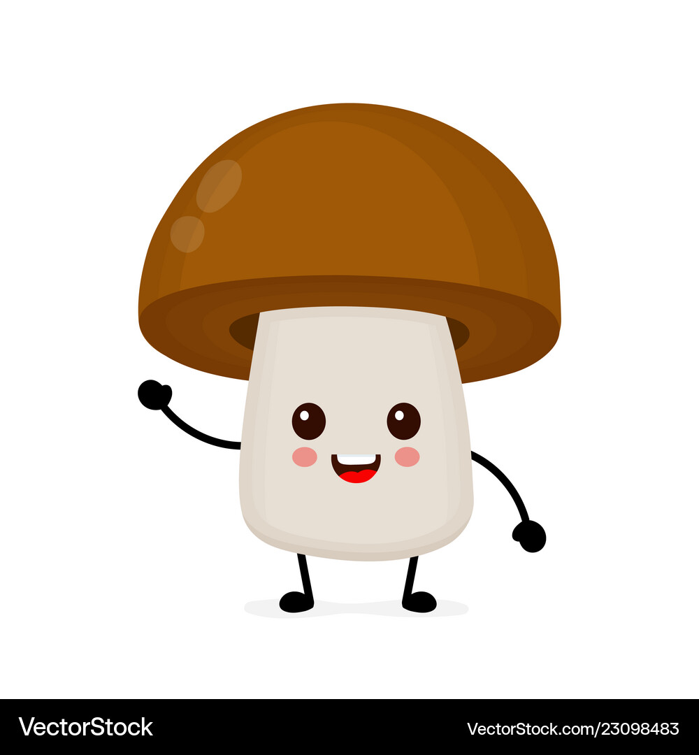 Funny happy cute smiling mushroom Royalty Free Vector Image