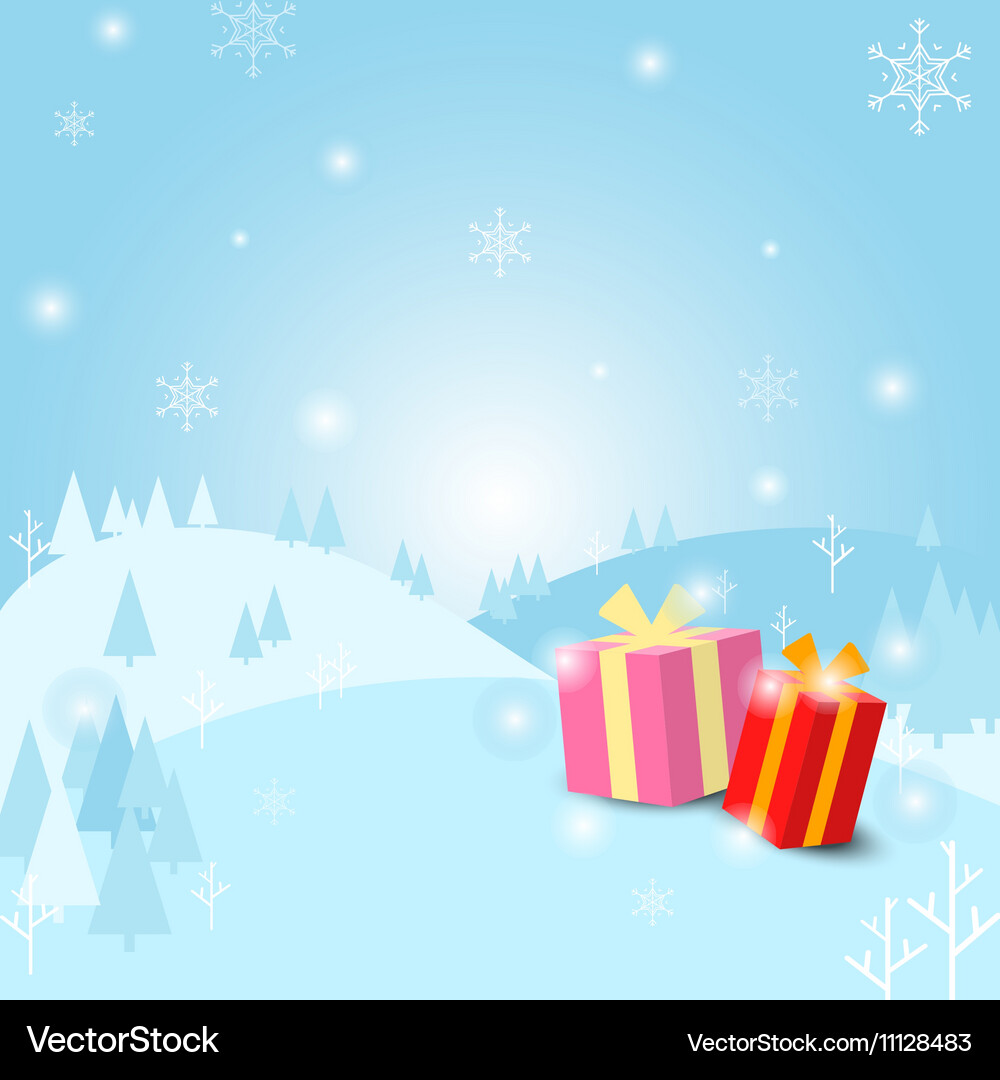 Gift on snow for christmas day Royalty Free Vector Image