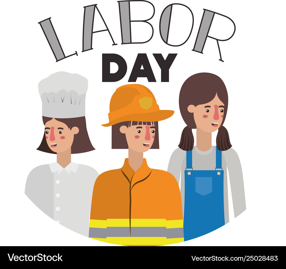 Group professionals with happy labor day avatar Vector Image