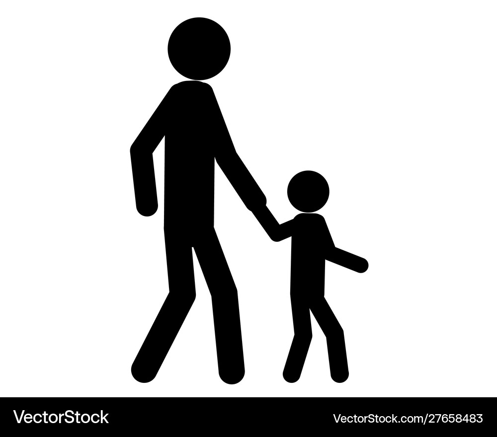 Man and child going for a walk hand Royalty Free Vector