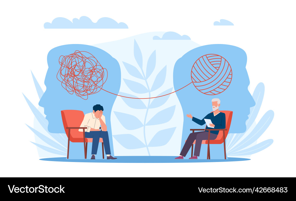 Psychotherapy man patient talks about his Vector Image