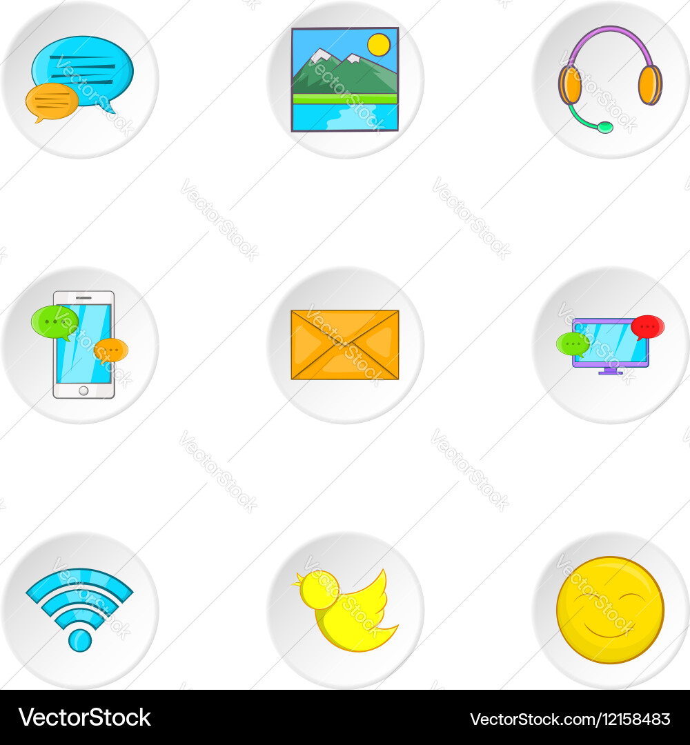 Web messages icons set cartoon style Royalty Free Vector