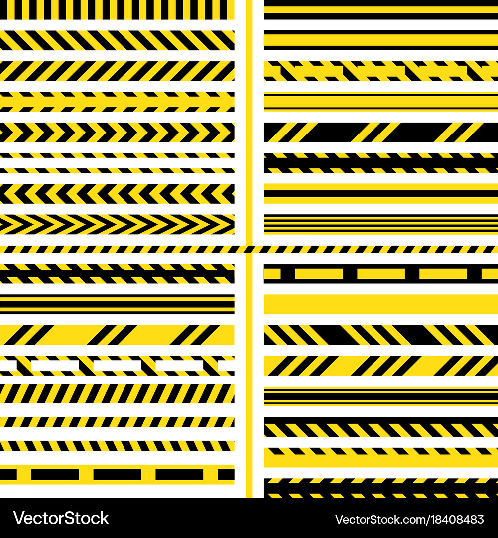 Yellow and black danger ribbons Royalty Free Vector Image