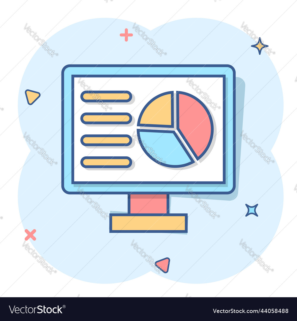 Analytic Monitor Icon In Comic Style Diagram Vector Image