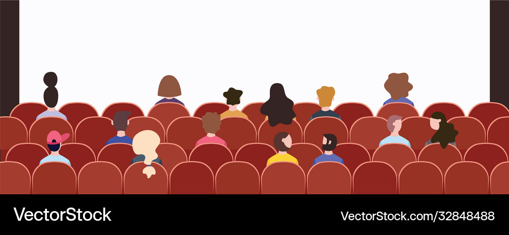 Audience crowd sitting in chairs at event Vector Image