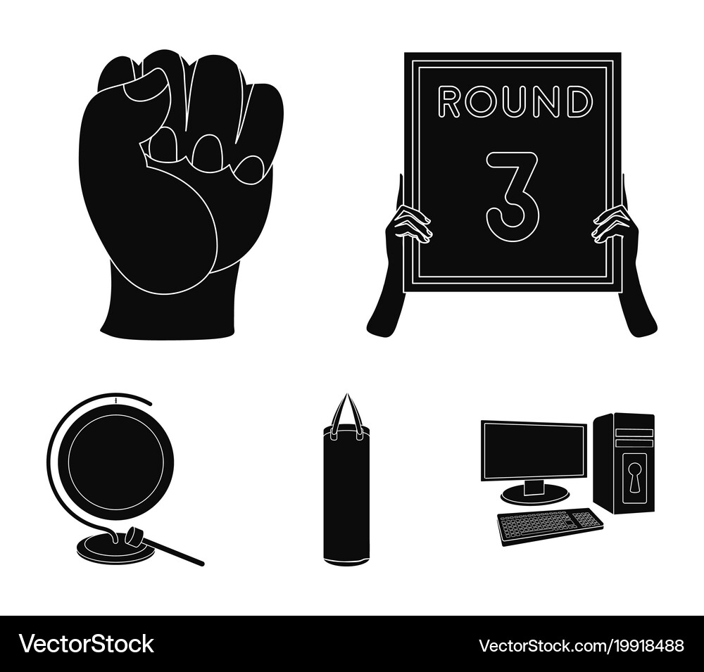 Boxing sport round hand set collection Royalty Free Vector