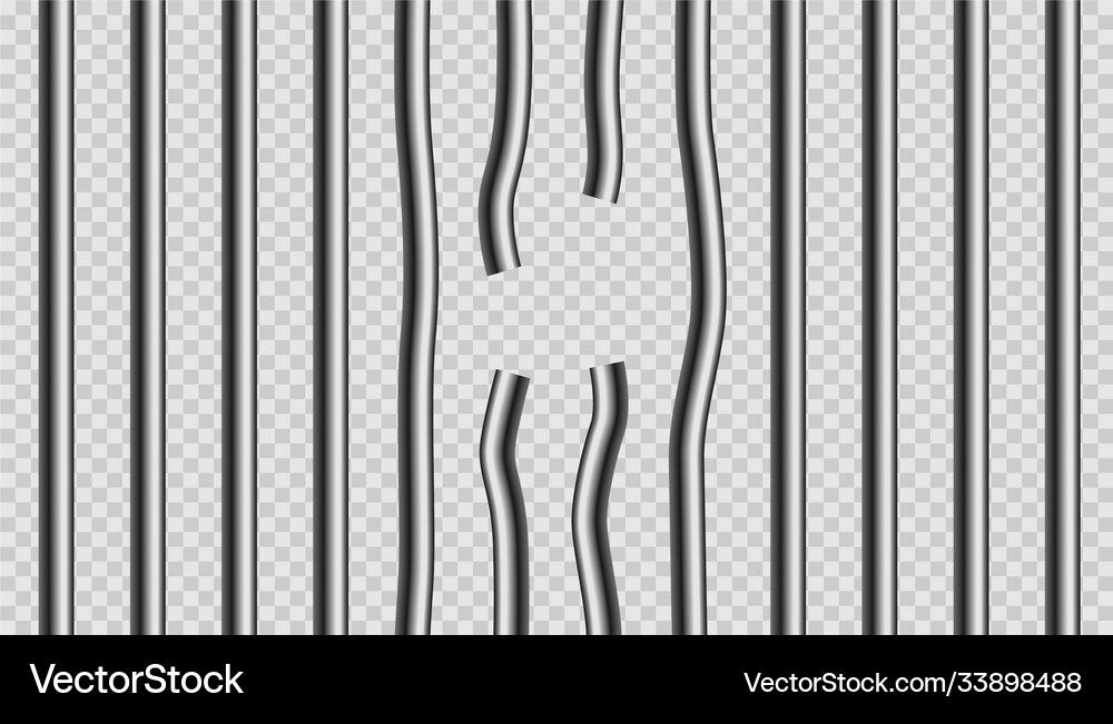 Broken escaped jail prison metal bars Royalty Free Vector