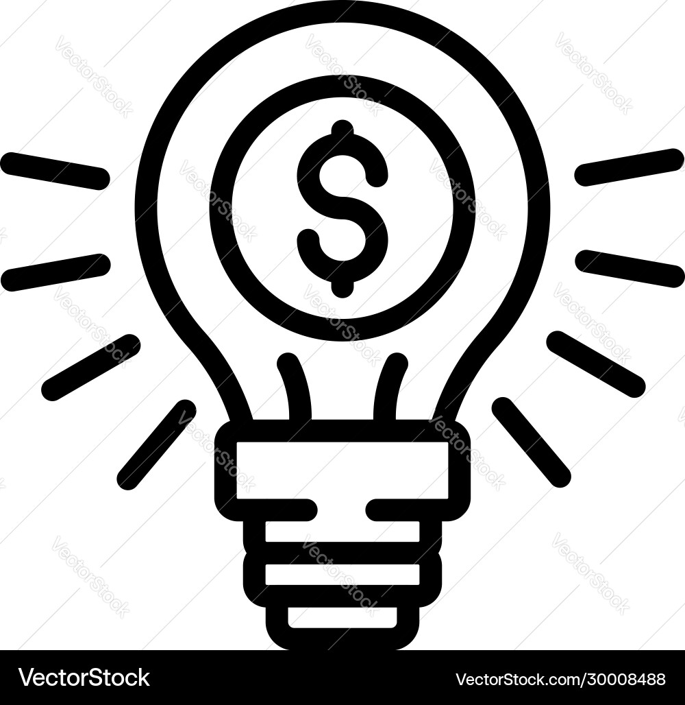 Bulb money idea icon outline style Royalty Free Vector Image