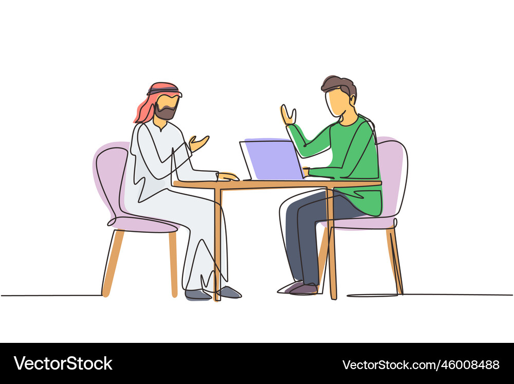 Continuous one line drawing arab male Royalty Free Vector