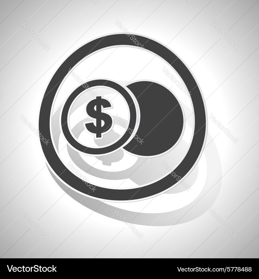Dollar coin sign sticker curved Royalty Free Vector Image