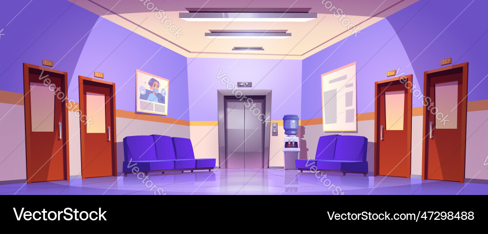 Hospital corridor interior door background Vector Image