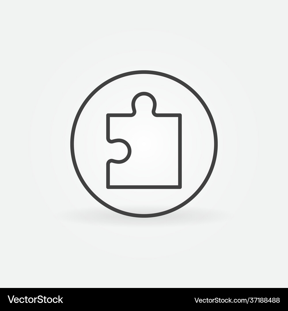 Puzzle piece in circle concept icon in line Vector Image