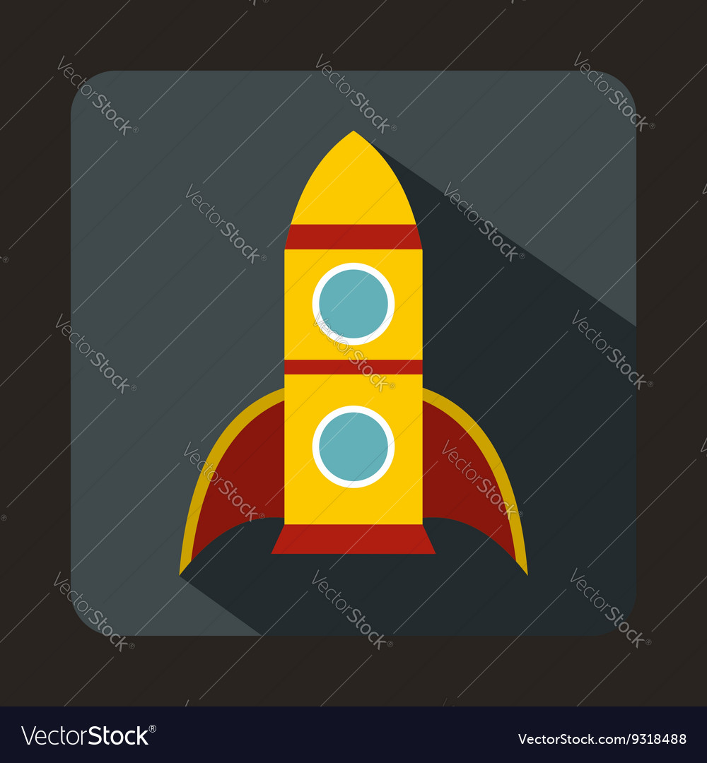 Rocket icon flat style Royalty Free Vector Image